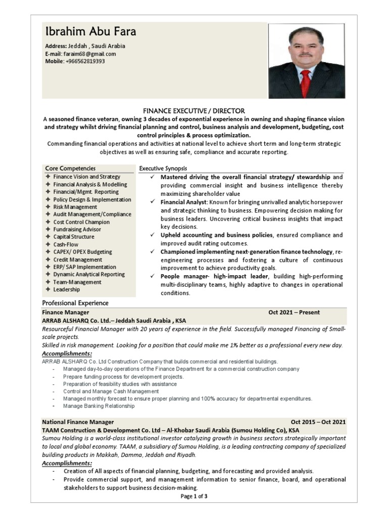 Ibrahim Abu Fara - CV - V4 | PDF | Taxes | Accounting