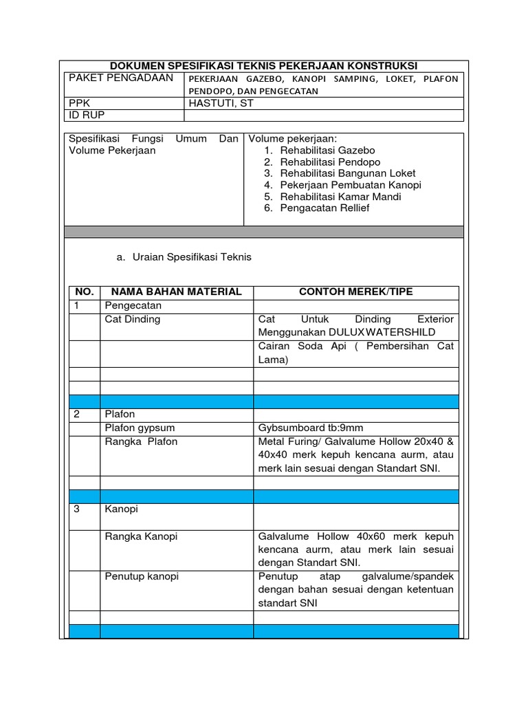 Spesifikasi Teknis Pekerjaan Konstruksi Bangunan - UBALAN-FIX | PDF Spesifikasi Teknis Pekerjaan Konstruksi Bangunan - UBALAN-FIX | PDF