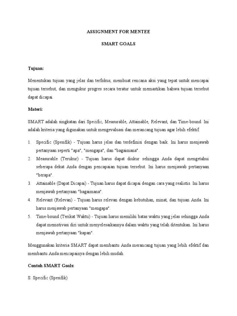 Contoh SMART Goals untuk Mahasiswa | PDF