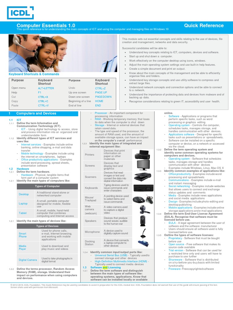 ICDL Computer Essentials 1.0 - QRG | PDF | Icon (Computing) | Operating System