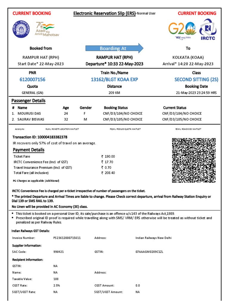 13162/Blgt Koaa Exp Second Sitting (2S) | PDF | Identity Document | Payments