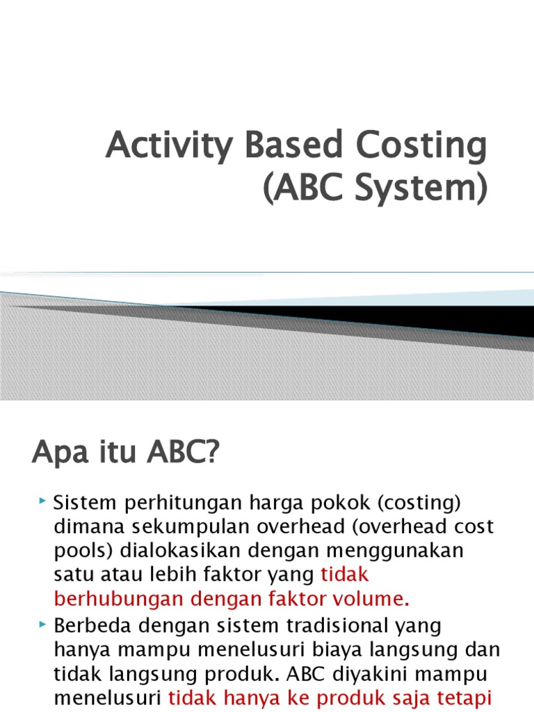 Activity Based Costing (ABC System) | PDF