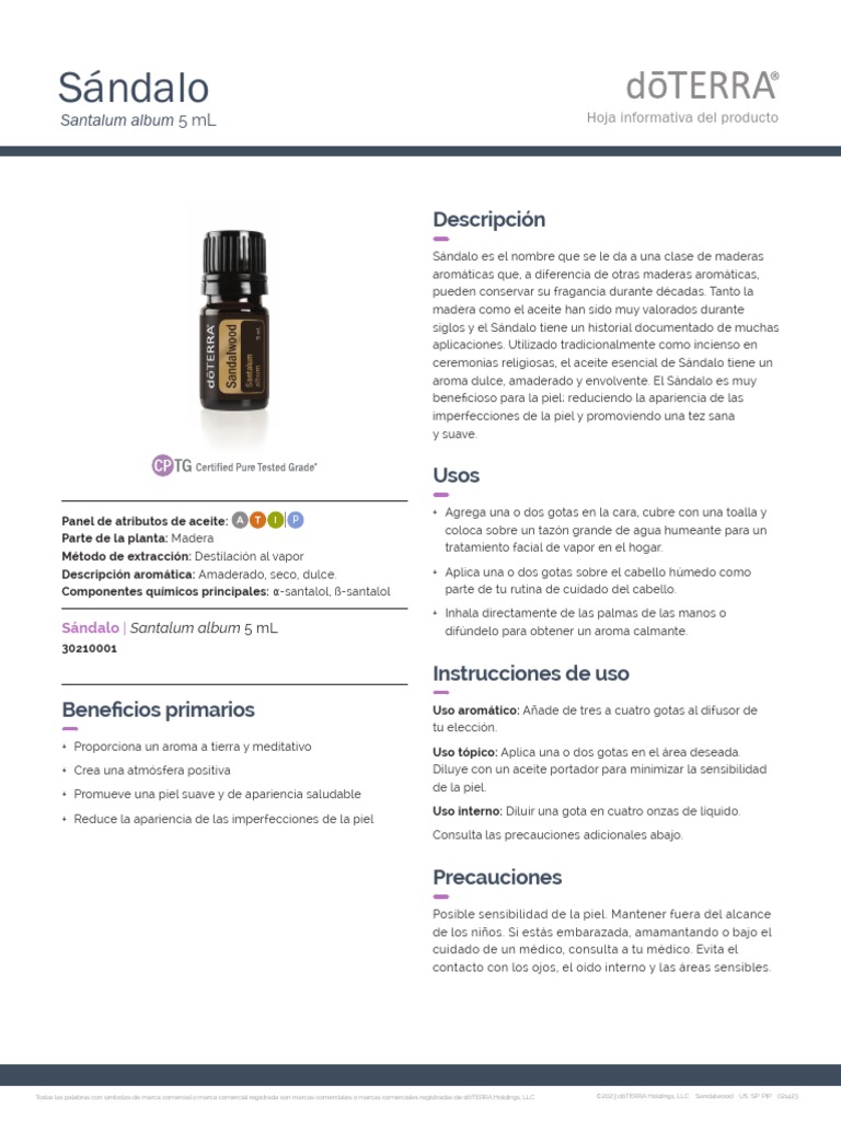 Aceite de Sandalo Sandalwood Oil | PDF | Química