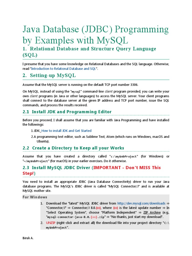 Java Database Step by Step | PDF | My Sql | Databases