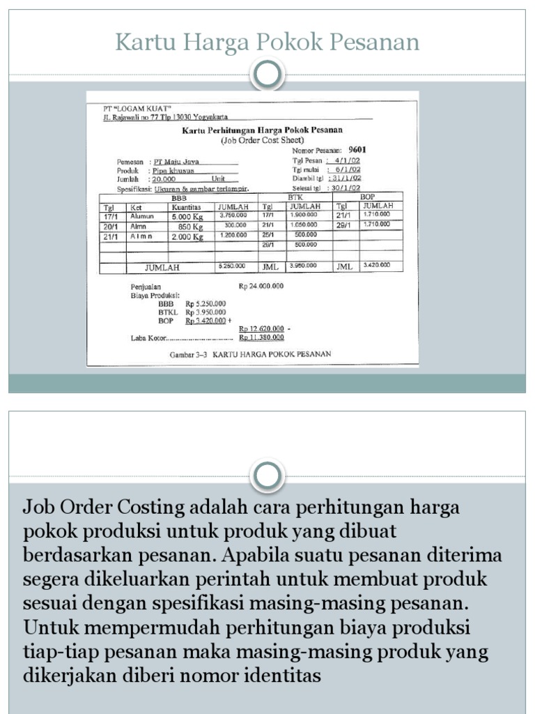 Kartu Harga Pokok Pesanan | PDF