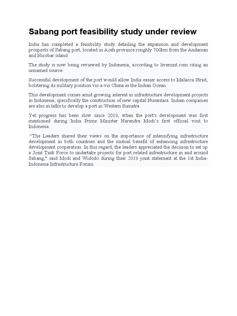 Sabang Port Expansion Study Review | PDF