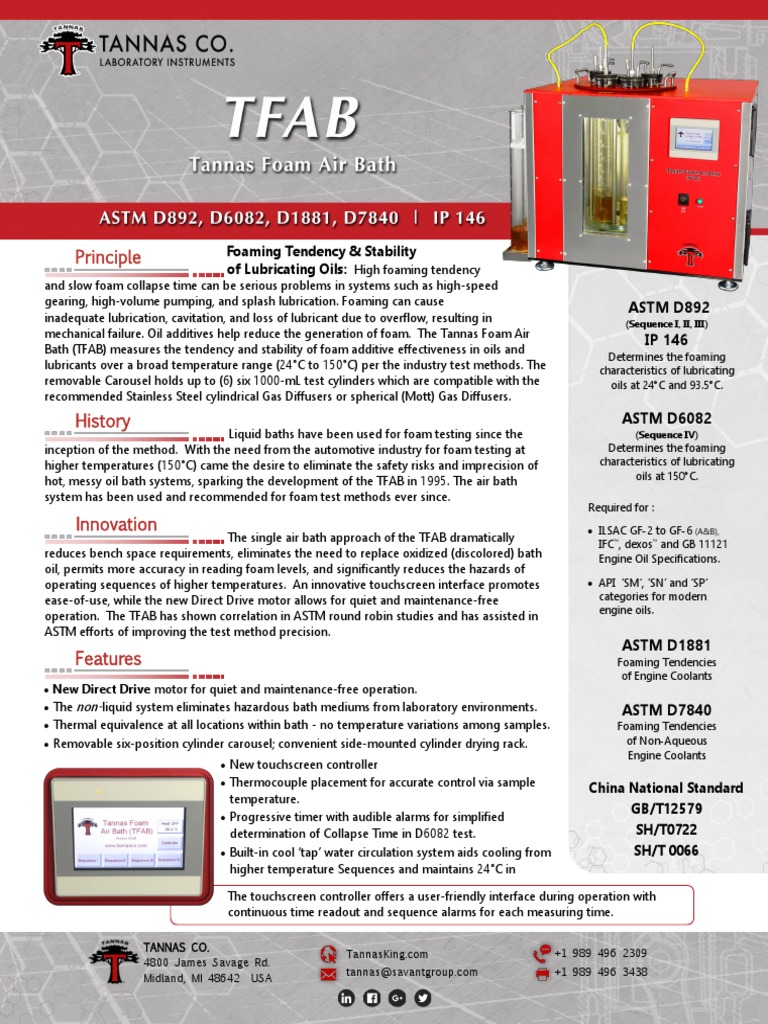 TFAB Tannas Foam Air Bath Brochure | PDF | Motor Oil | Foam