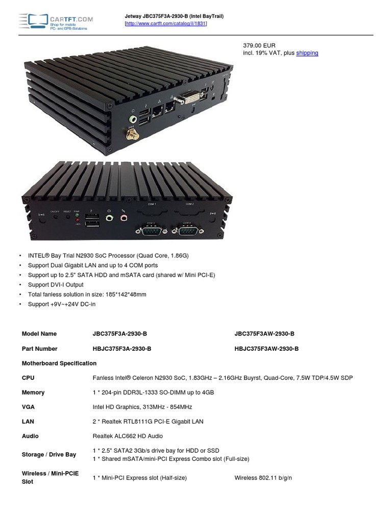 Jetway Jbc375f3a 2930 B | PDF | Usb | Electronics