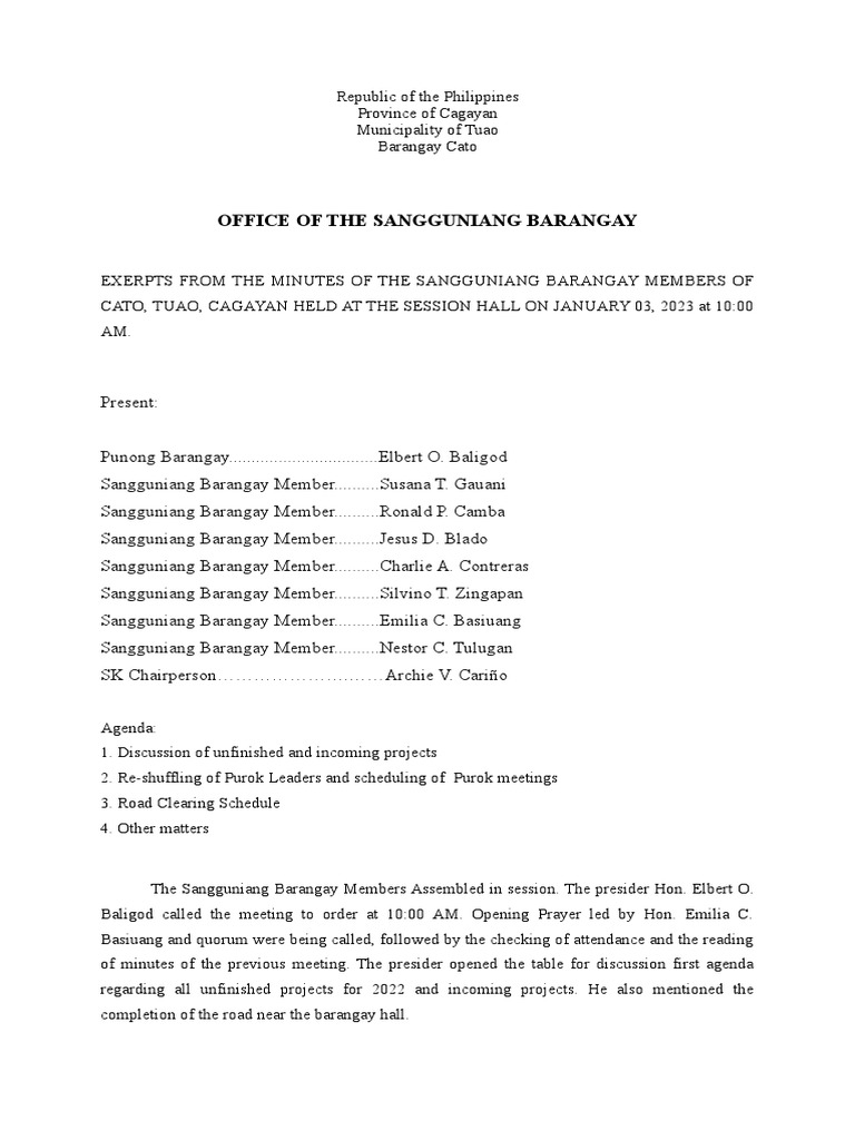 BCM and Road Clearing Jan 07, 2023 | PDF | Government