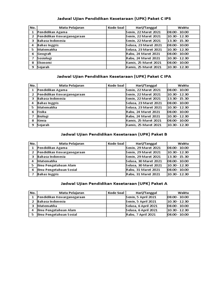 Jadwal UPK | PDF