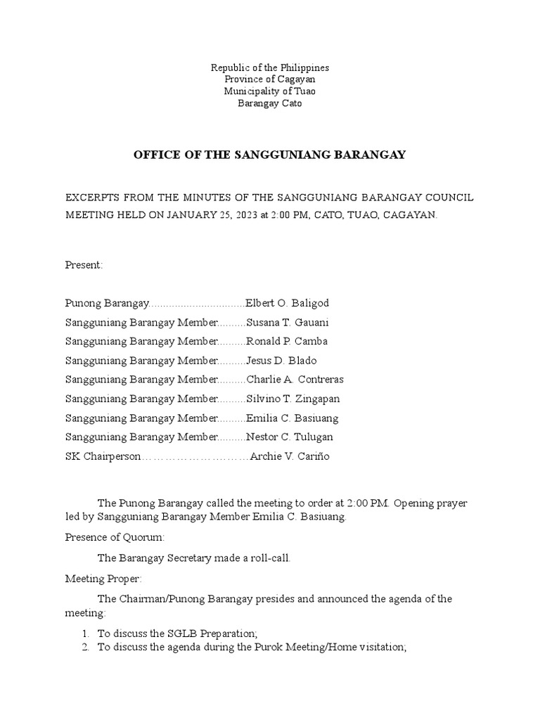 BCM and Road Clearing Jan 25, 2023 | PDF | Political Law | Government