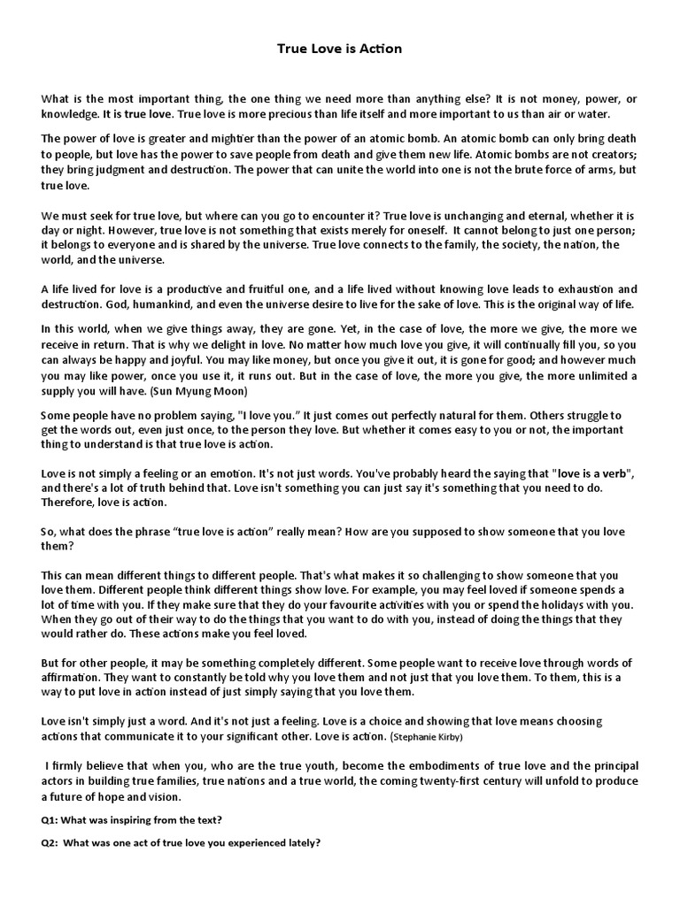 True Love | PDF | Love | Feeling