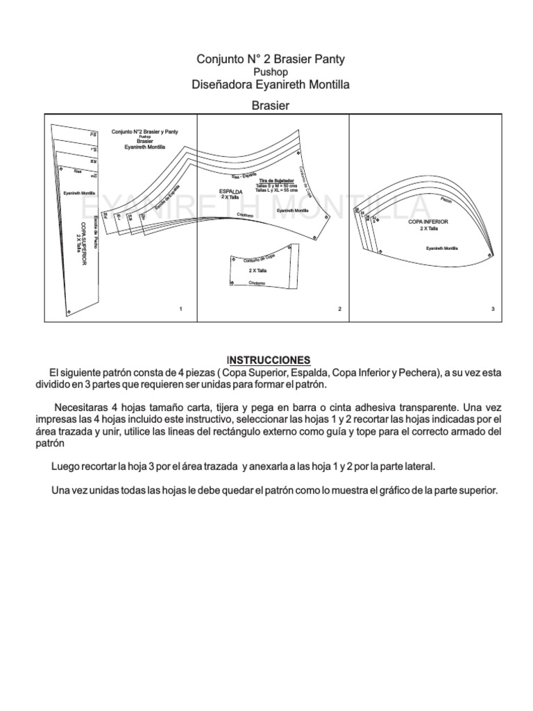 Patrón de Conjunto #2 Brasier y Panty (BRASIER) para Imprimir | PDF ...