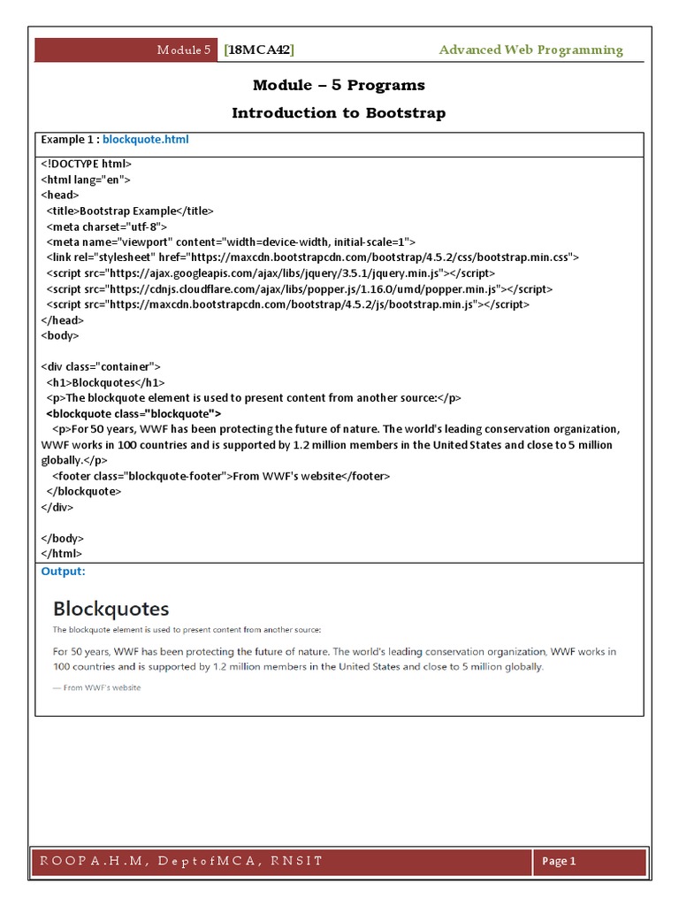 AdWeb Module5 Programs | PDF | Computer File Formats | Html