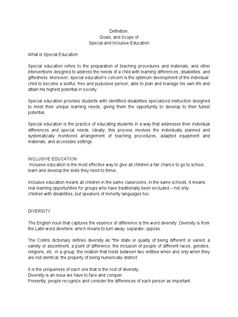 Outline 2 | PDF | Special Education | Inclusion (Education)