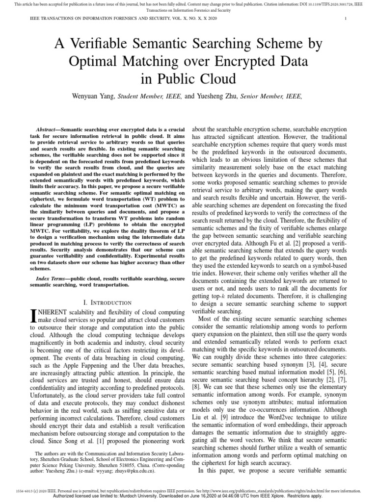 A Verifiable Semantic Searching Scheme by Optimal Matching Over Encrypted Data in Public Cloud ...