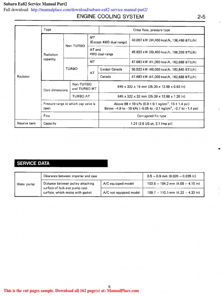 Subaru EA82 Service Manual Part 2 | PDF