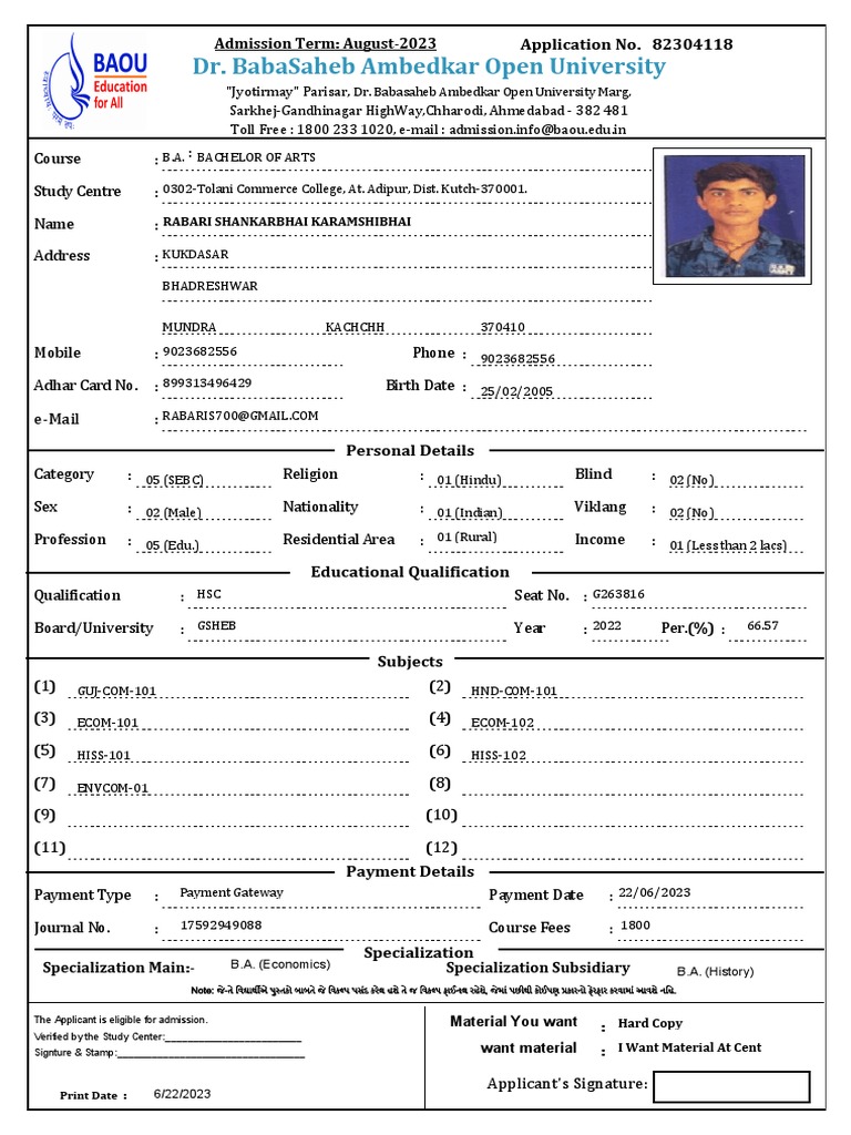 Applicationform | PDF