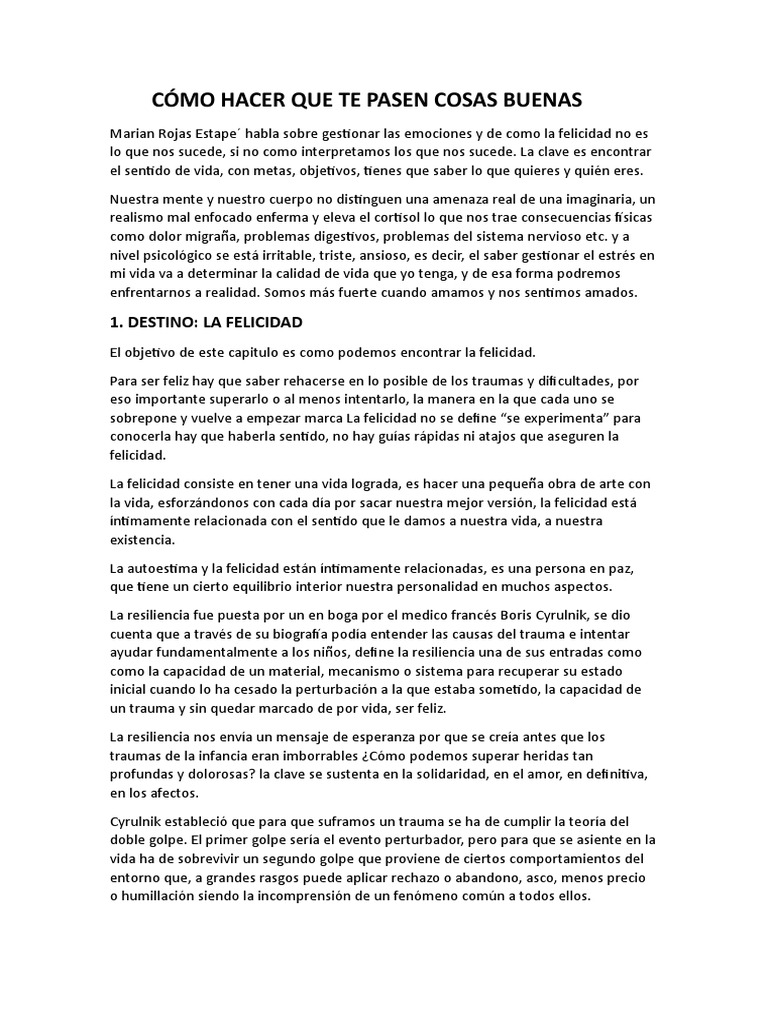 Como Hacer Que Te Pasen Cosas Buenas | PDF | Felicidad | Depresión ...