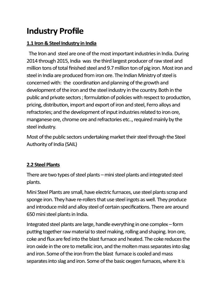 Industry Profile | PDF | Steel | Steel Mill