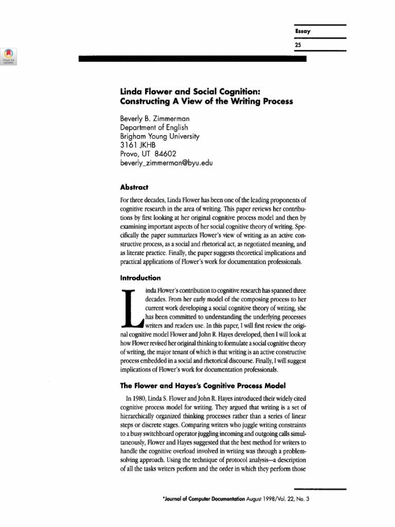 Constructing: Linda Flower and Social Cognition: A View of The Writing ...