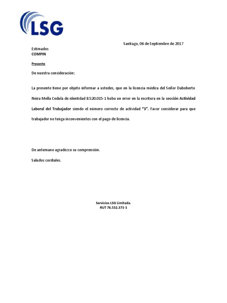 Carta error Licencia (1) | PDF