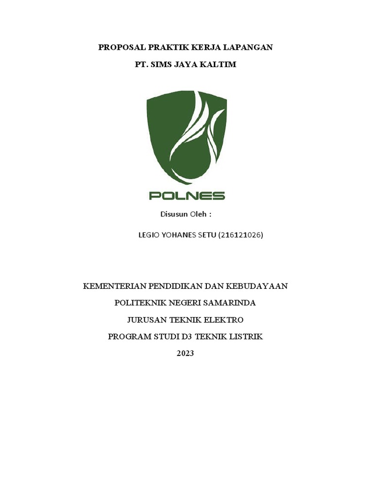 Proposal Praktik Kerja Lapangan PT Sims Jaya Kaltim | PDF