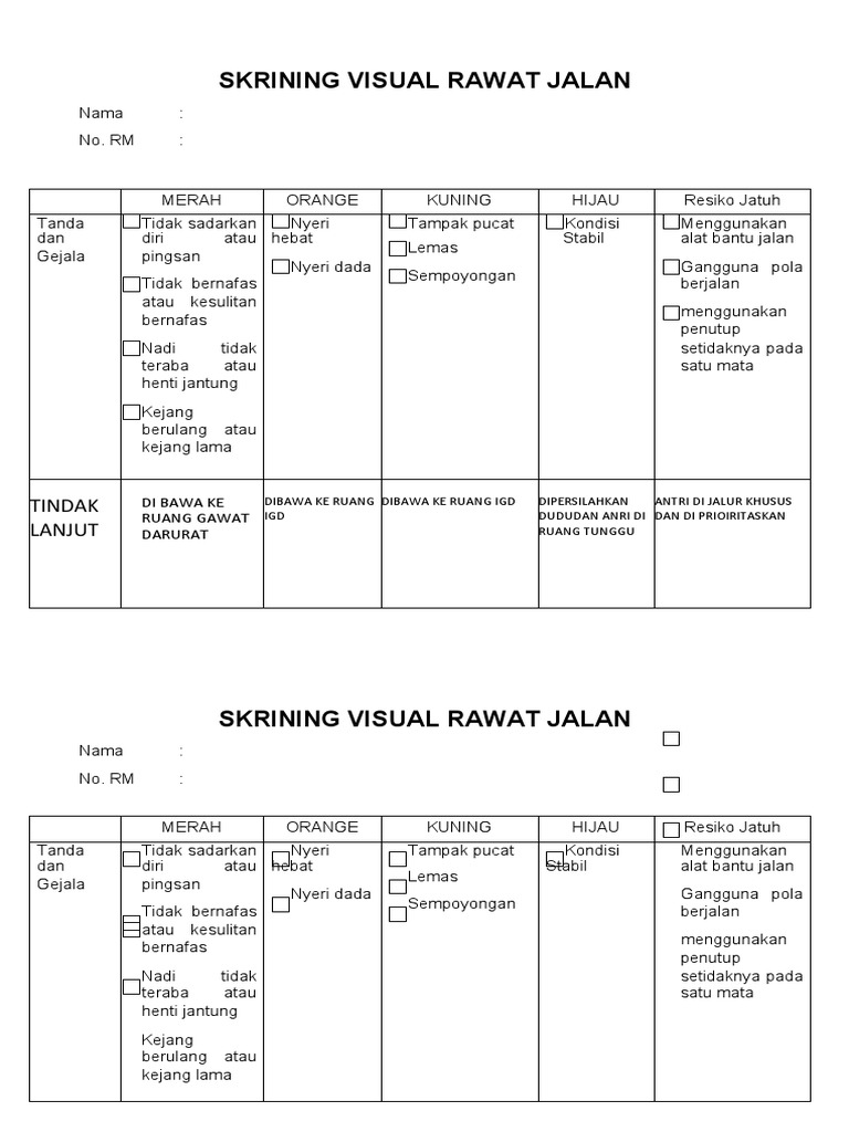 3.3.4 Form Yg HRS Diisi Skrining Visual Rawat Jalan | PDF