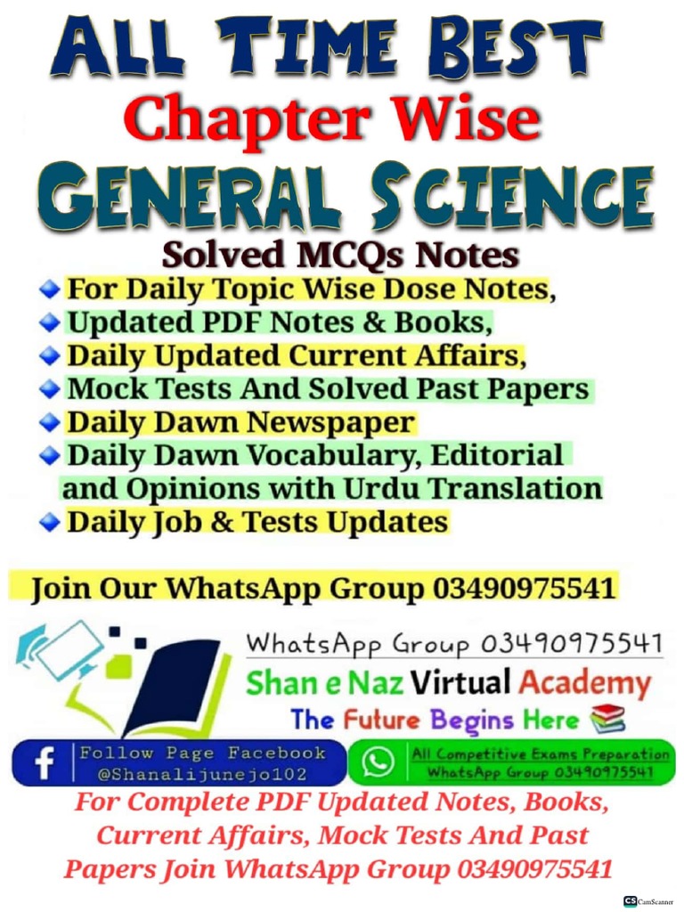 Best Chapter Wise General Science Solved MCQs | PDF Best Chapter Wise General Science Solved MCQs | PDF