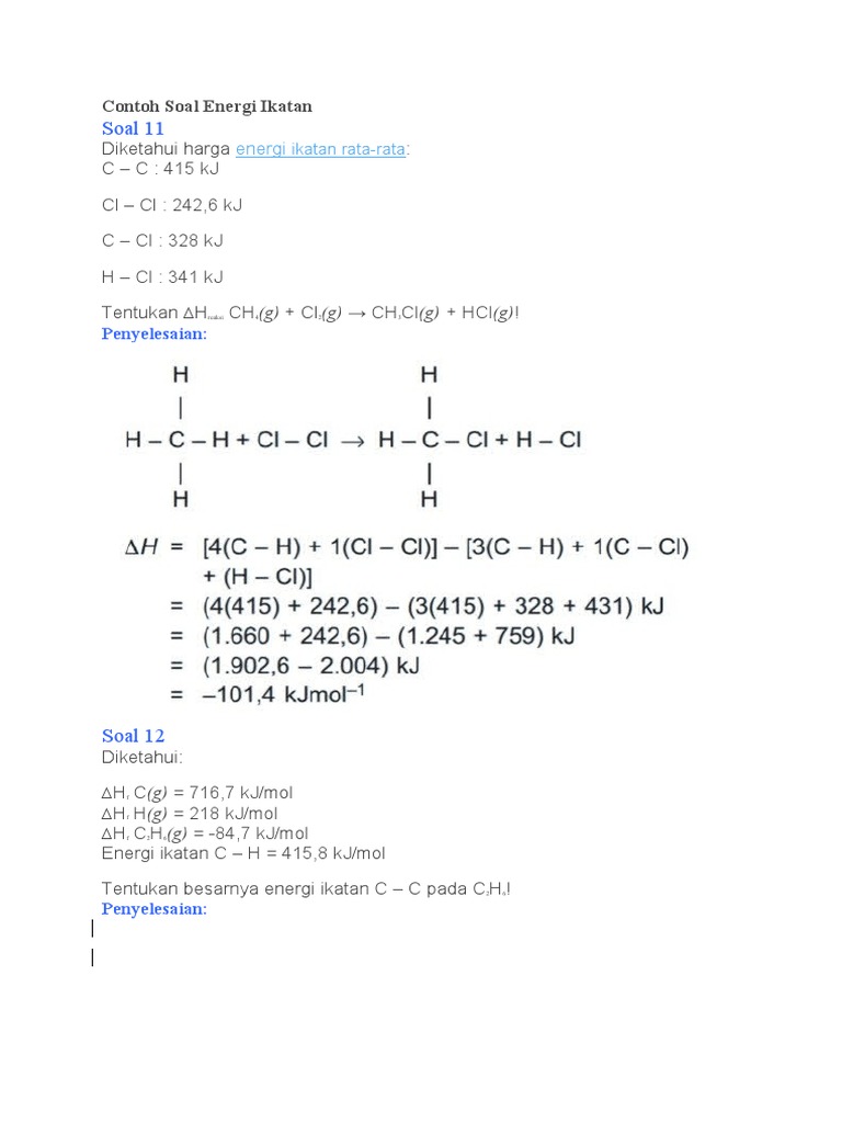 Contoh Soal Energi Ikatan | PDF