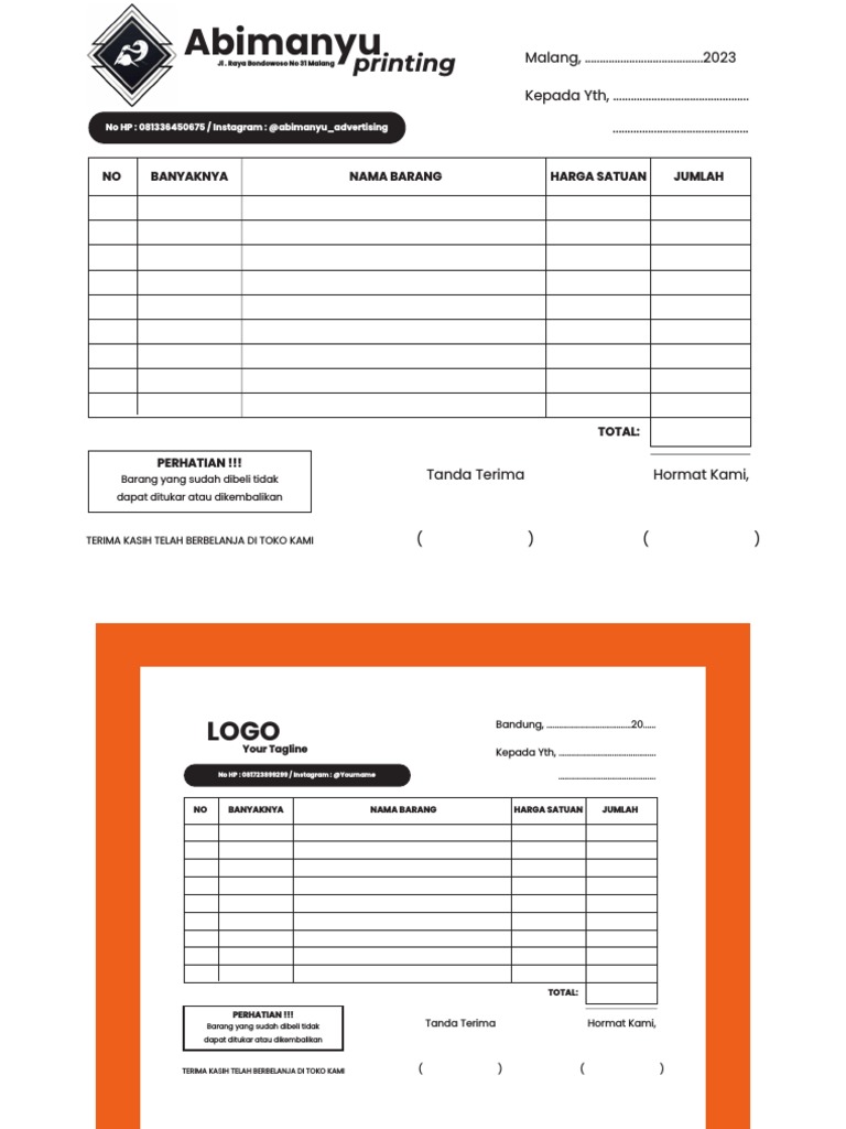 Desain Nota CorelDRAW 1 - Ogasite Version X7 | PDF