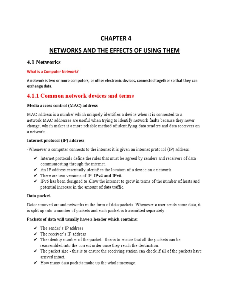 Chapter 4 Network And The Effects Of Using Them Pdf Computer Network Network Switch