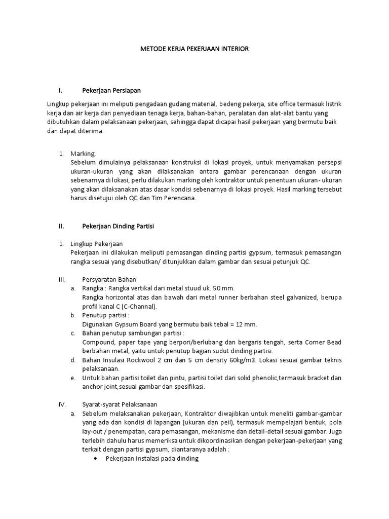 Metode Kerja (Sipil, ME, Painter) | PDF