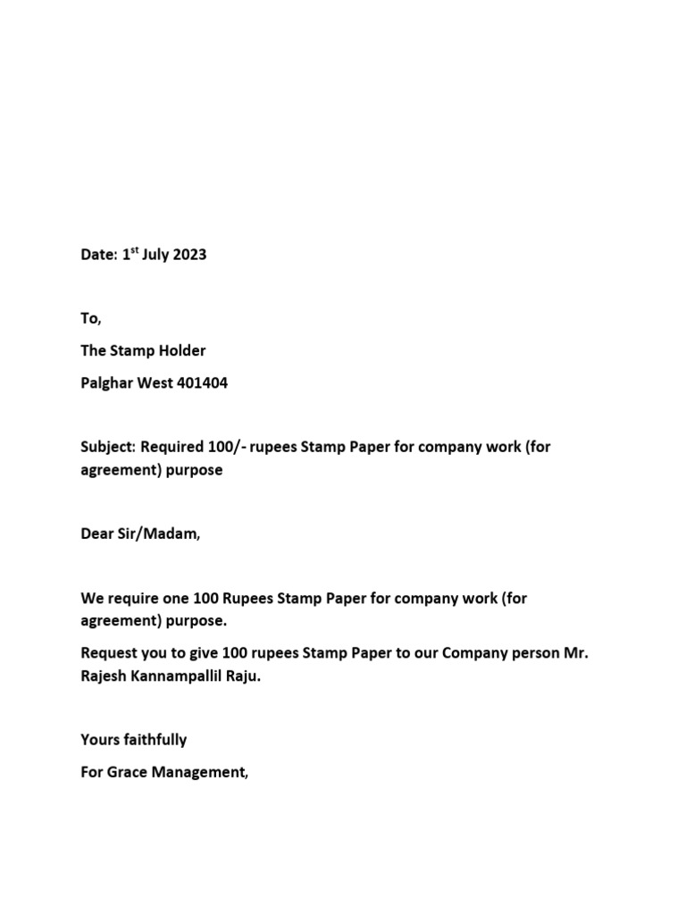 Request for 100 Rs Stamp Paper | PDF