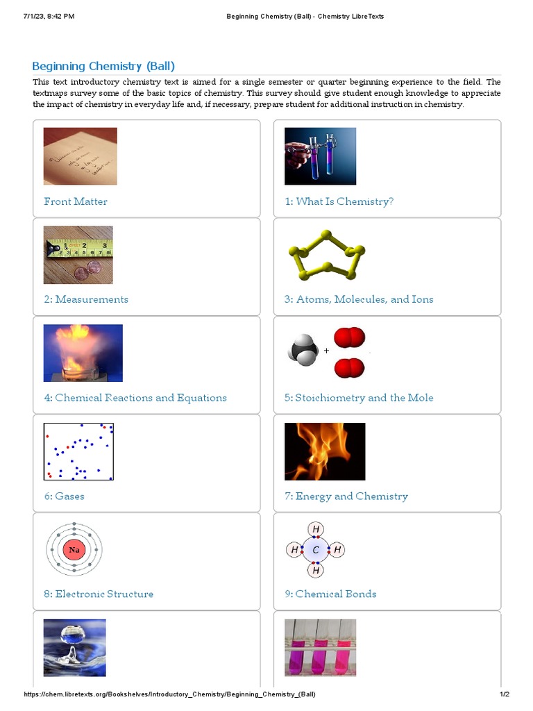 Beginning Chemistry (Ball) - Chemistry LibreTexts | PDF