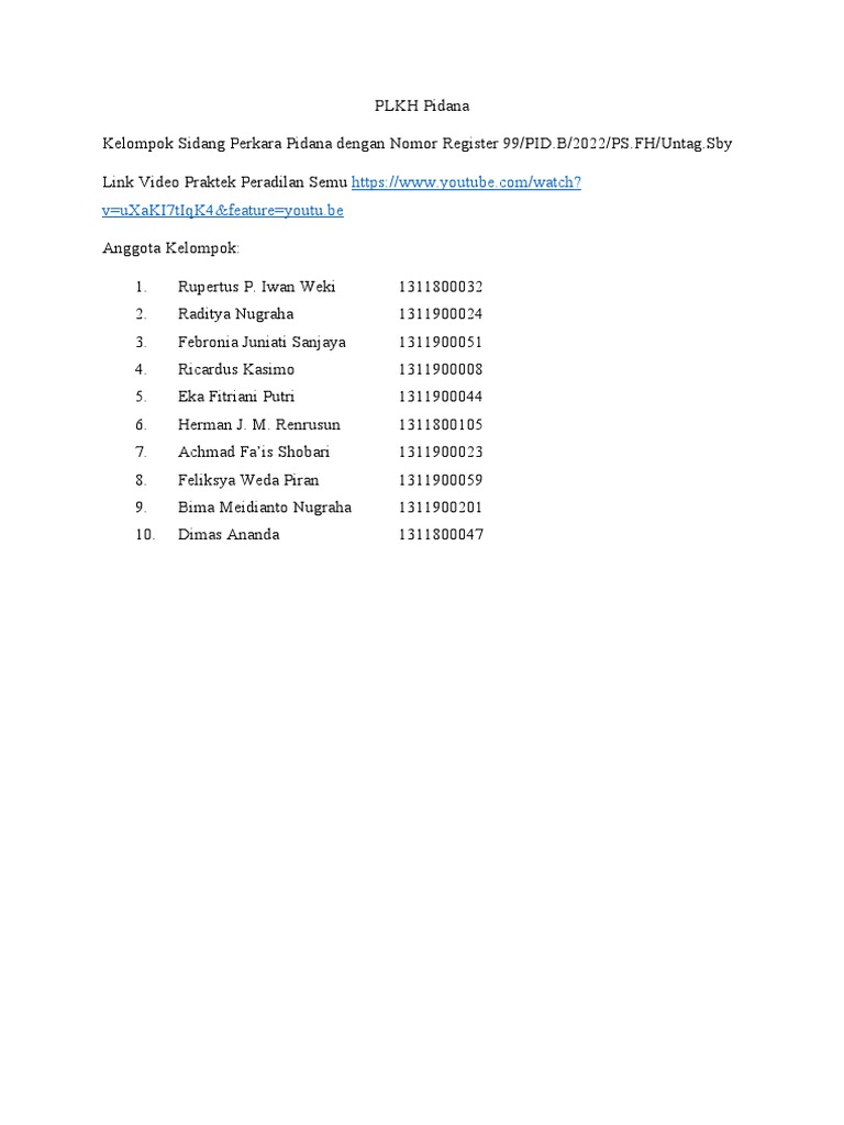 PLKH Pidana | PDF