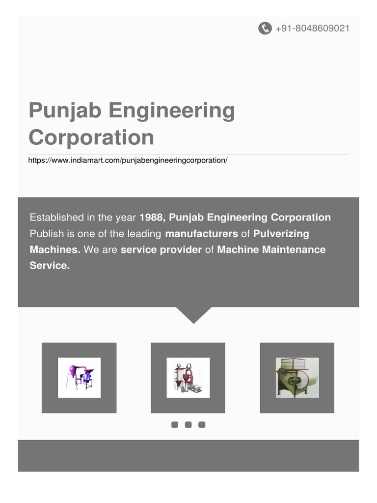 Punjab Engineering Corporation | PDF | Mill (Grinding) | Secondary ...