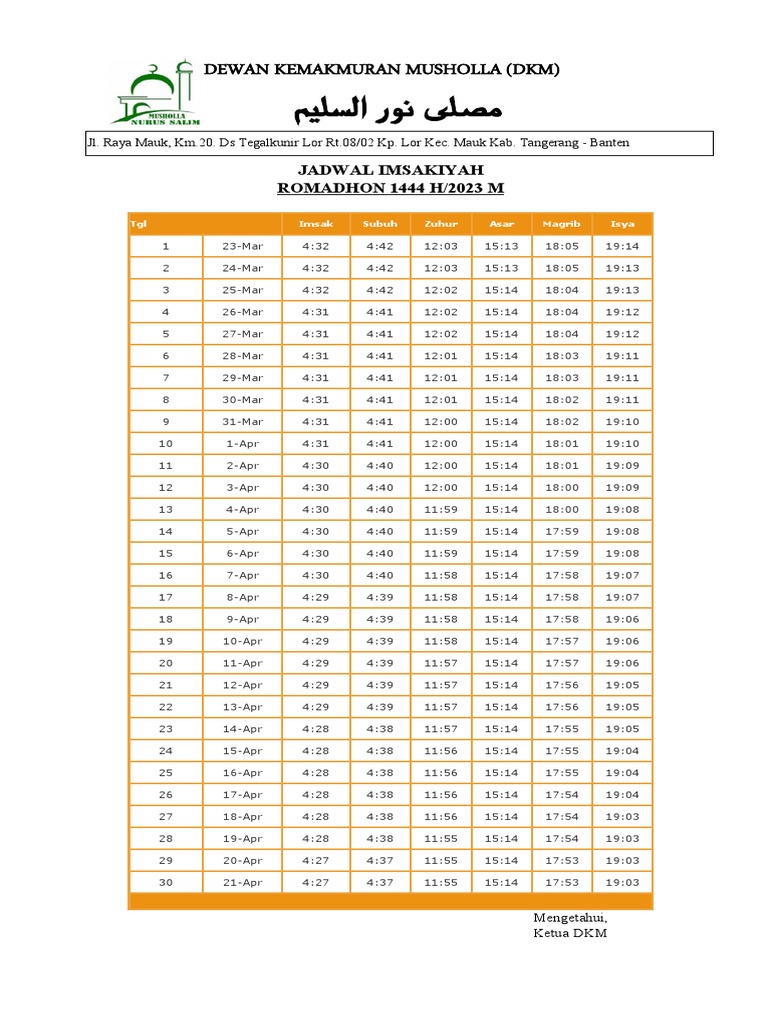 JADWAL Imsakiyah 2023 | PDF JADWAL Imsakiyah 2023 | PDF