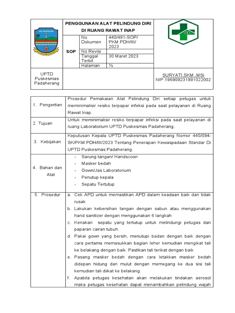 Sop Apd Ranap 2023 Oke | PDF