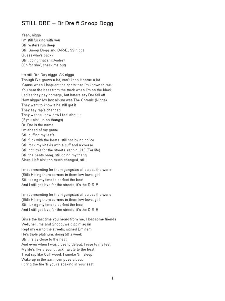 Lyrics Of Still Dre