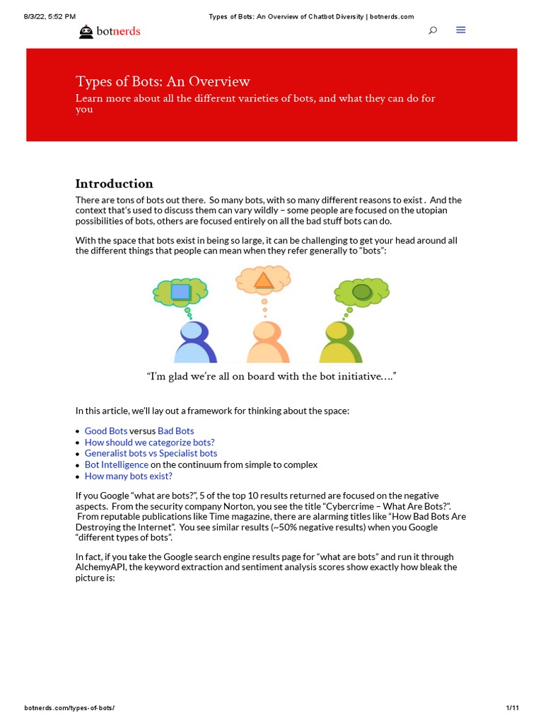 Types of Bots_ An Overview of Chatbot Diversity _ botnerds.com | PDF ...
