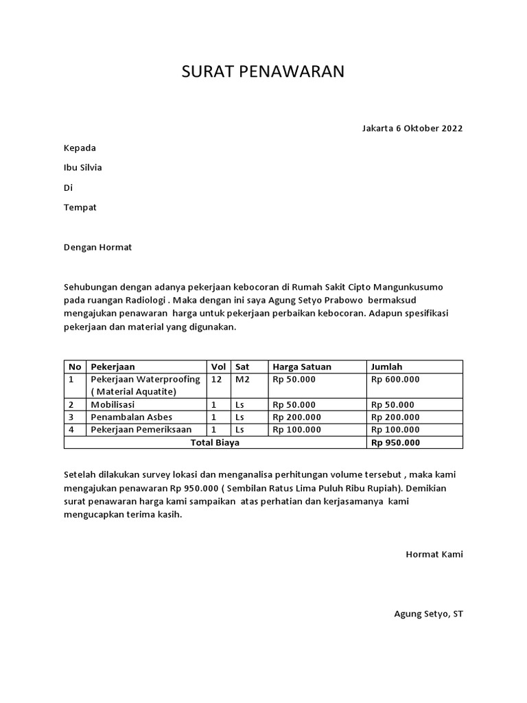 Surat Penawaran RSCM | PDF | Griya & Taman