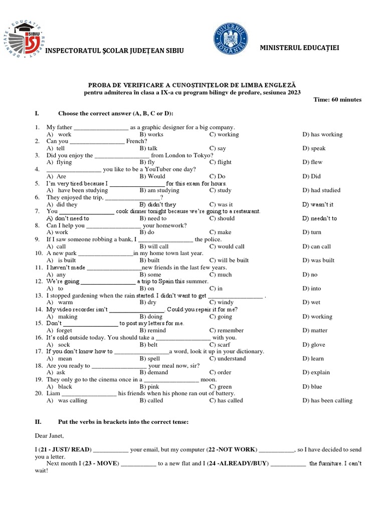 Subiect Examen Bilingv 2023 | PDF