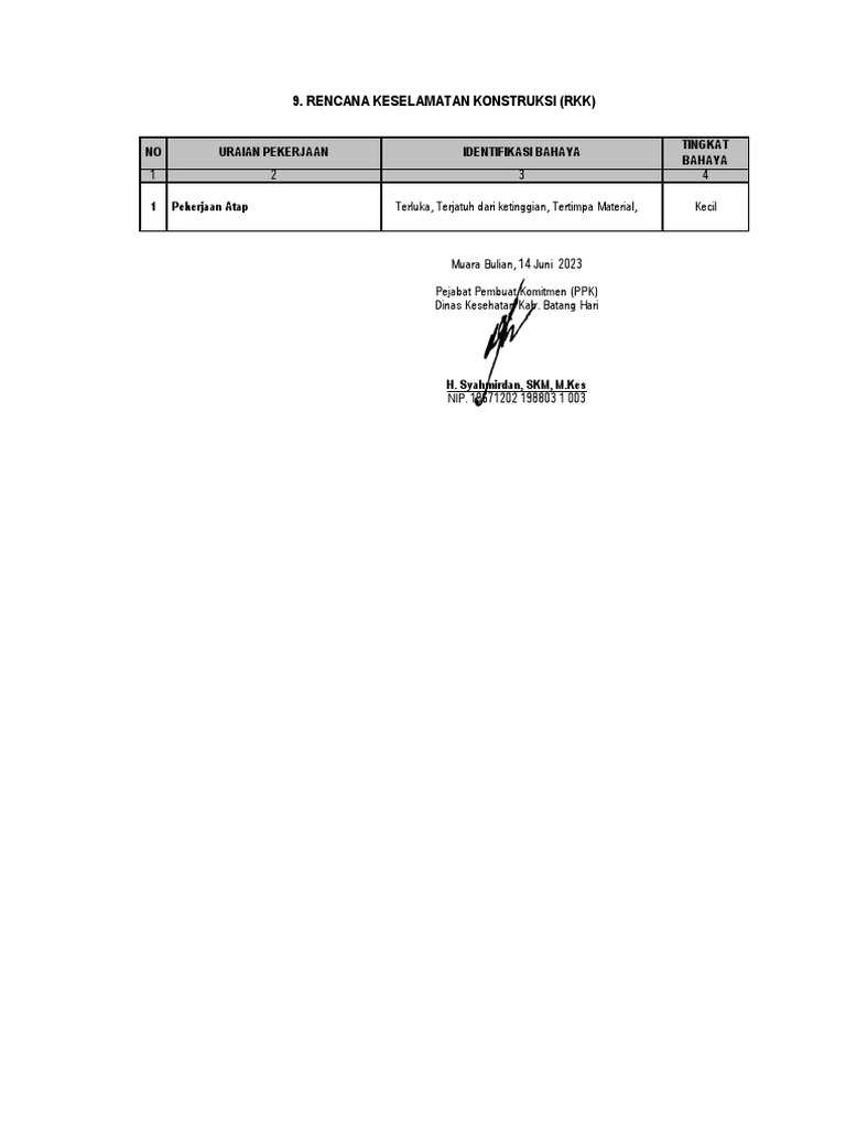 Dokumen Rencana Keselamatan Konstruksi RKK | PDF