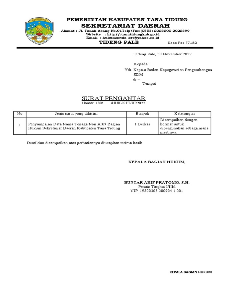 Surat Pengantar Data Non ASN dan Cuti | PDF