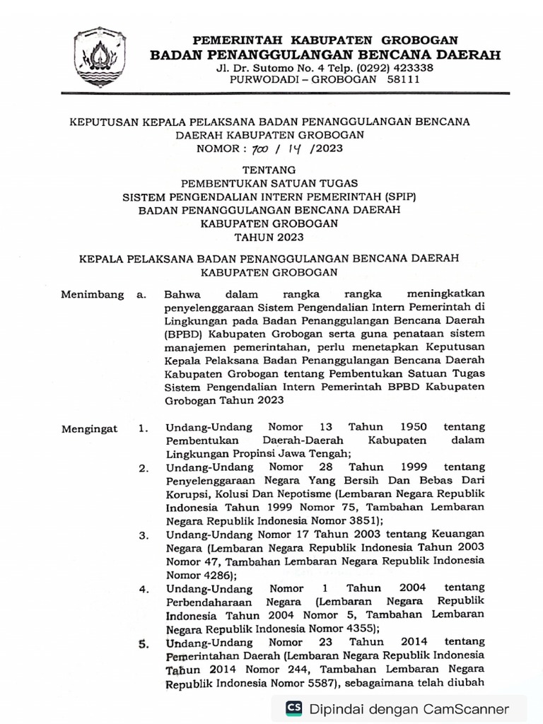 SK Satgas Spip 2023 | PDF