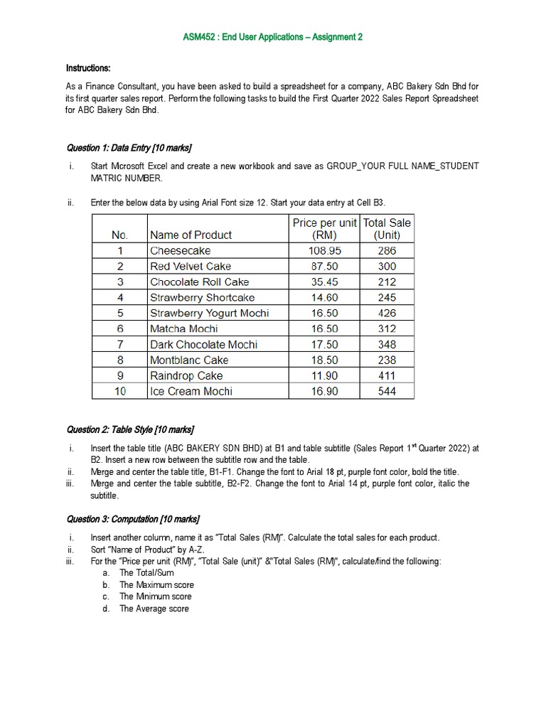 ASM452-Assignment 2 | Download Free PDF | Spreadsheet | Computing