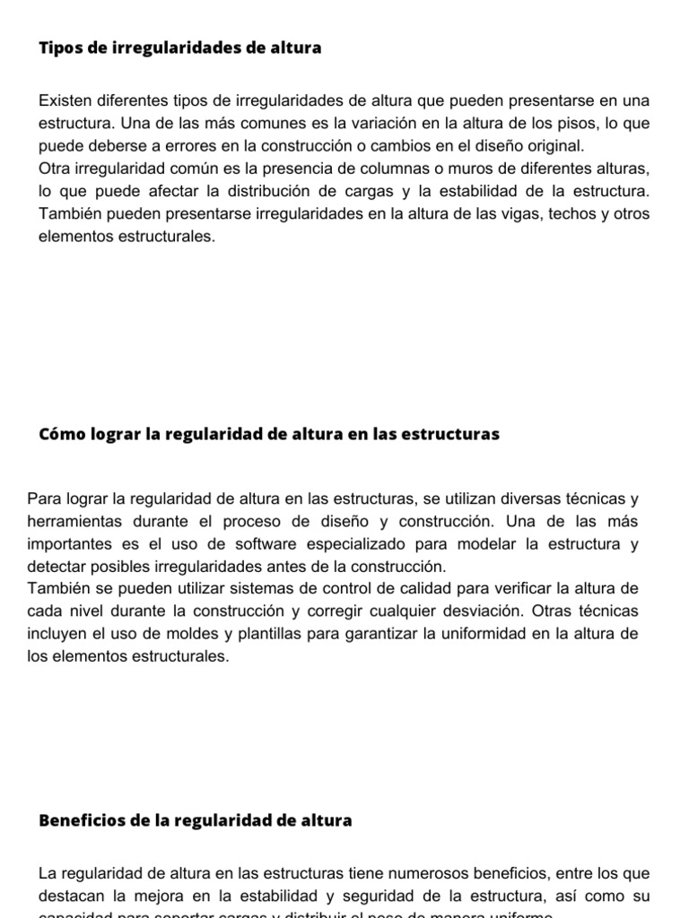 Alturas en armonía La regularidad estructural | PDF