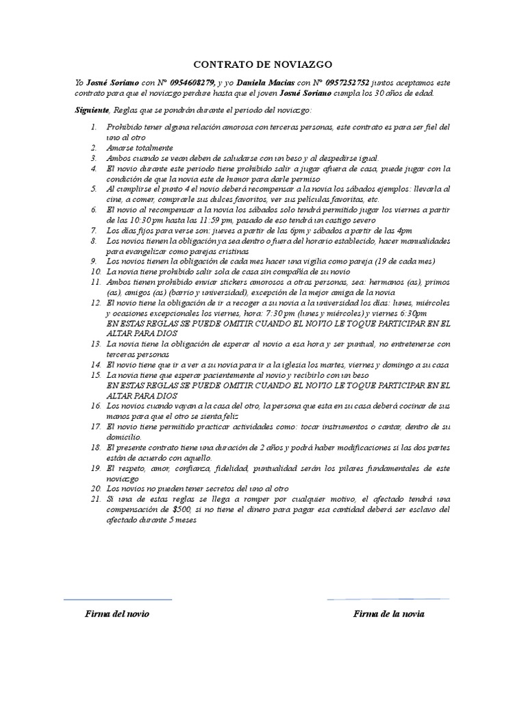 Contrato de Noviazgo | PDF