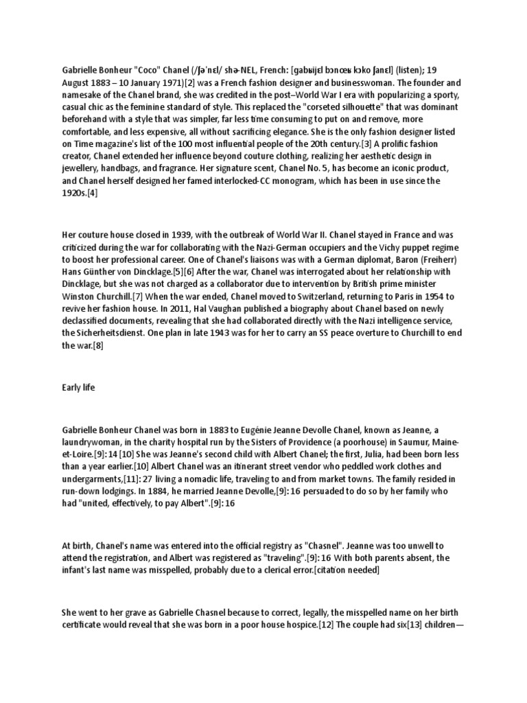 Coco Chanel | PDF | Fashion